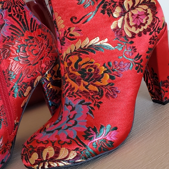 FRH | Shoes | Frh Red Satin Ankle Boot 2 Today Only | Poshmark